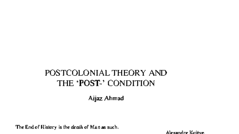 POSTCOLONIAL THEORY: Aijaz Ahmad's Insights on History and Identity ...