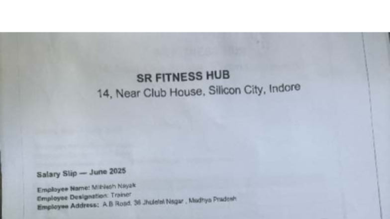 Salary Slip for Mithlesh Nayak - Trainer at SR Fitness Hub (June & July ...