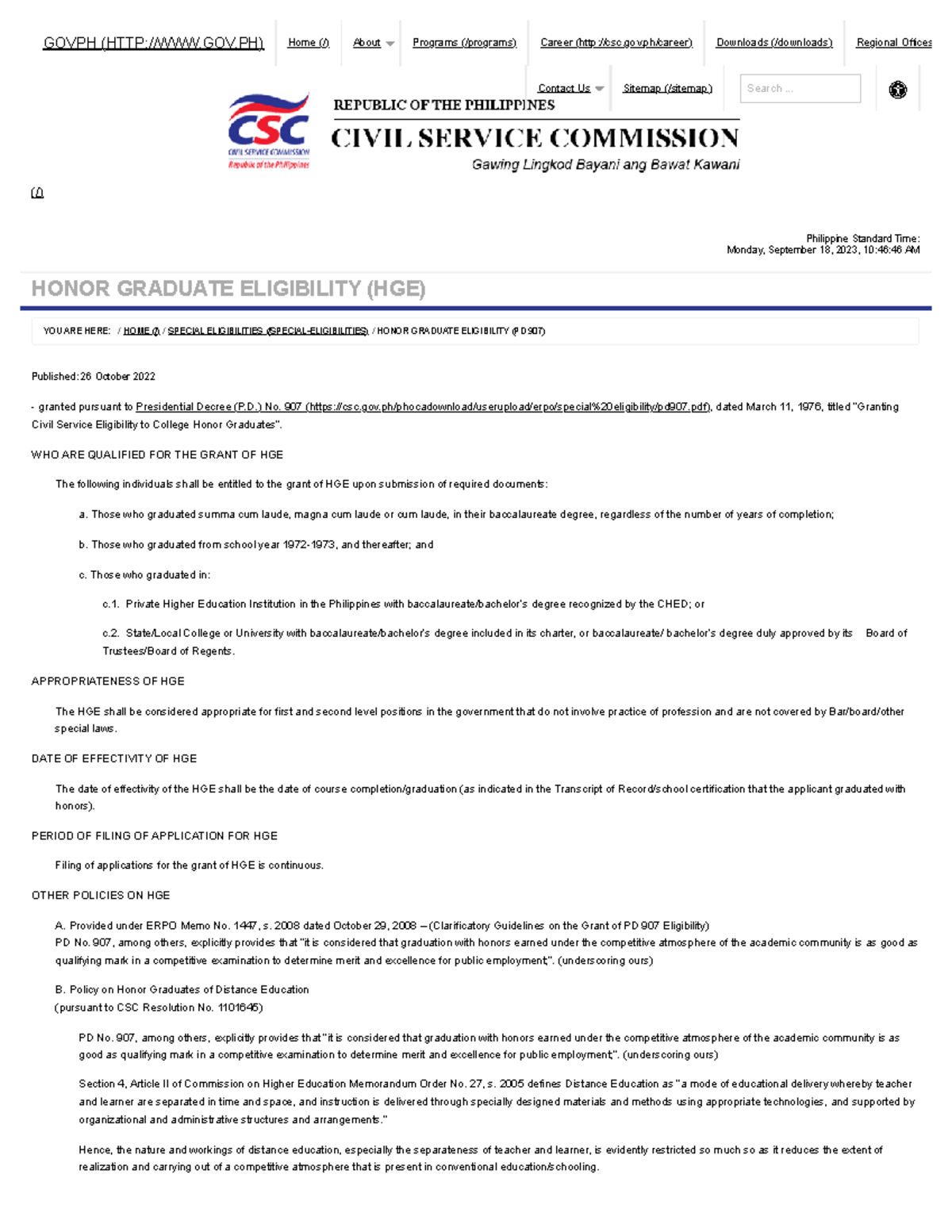 Honor Graduate Eligibility Guide as per PD 907 (Updated 2023) - Studocu