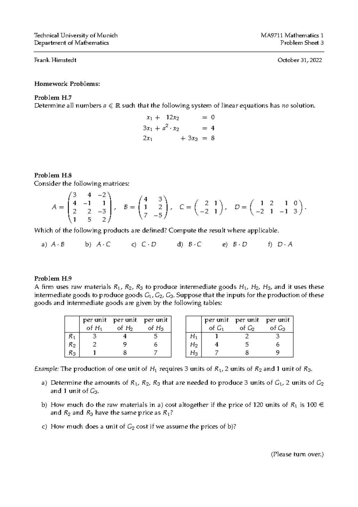Sheet 03 - Technical University of Munich MA9711 Mathematics 1 ...