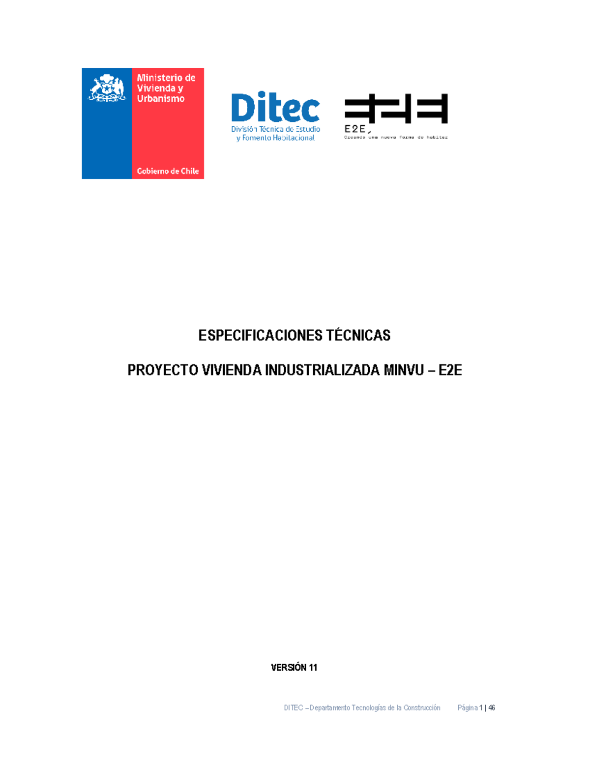 Especificaciones Técnicas del Proyecto Vivienda Industrializada MINVU - E2E - Studocu