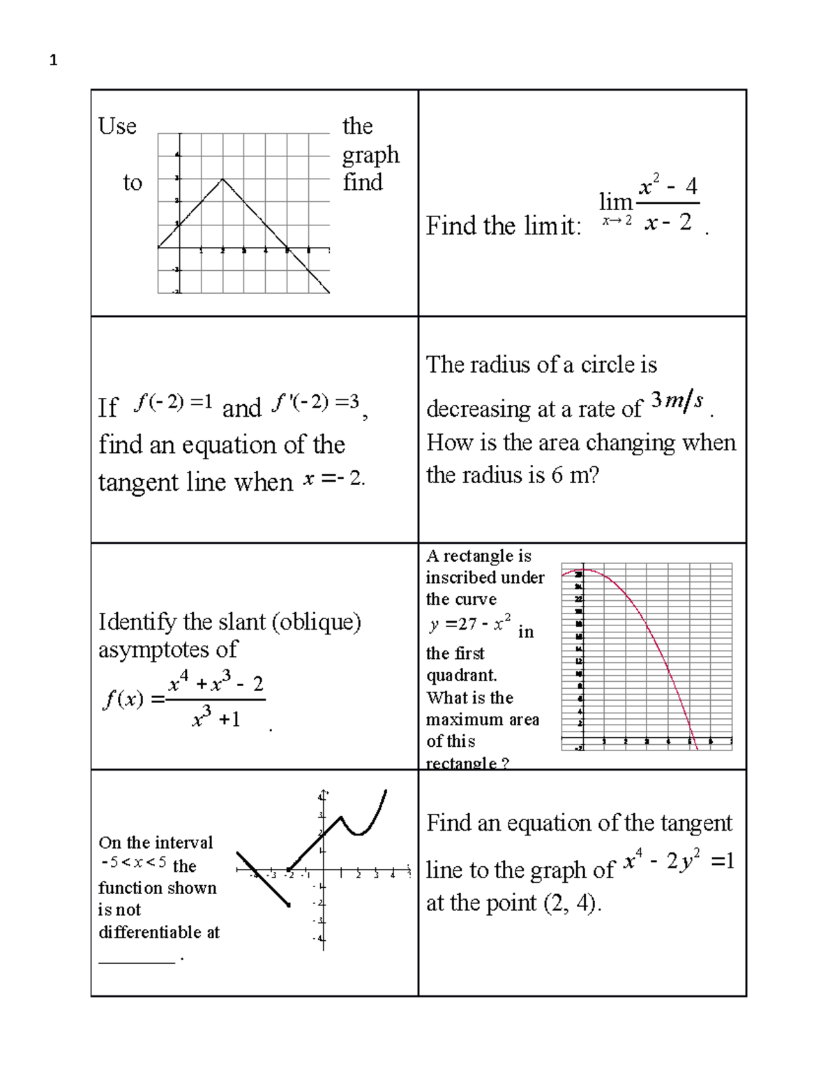 AP Calculus AB - Final Exam Review Cards - Semester 1 - 2010 - - Studocu