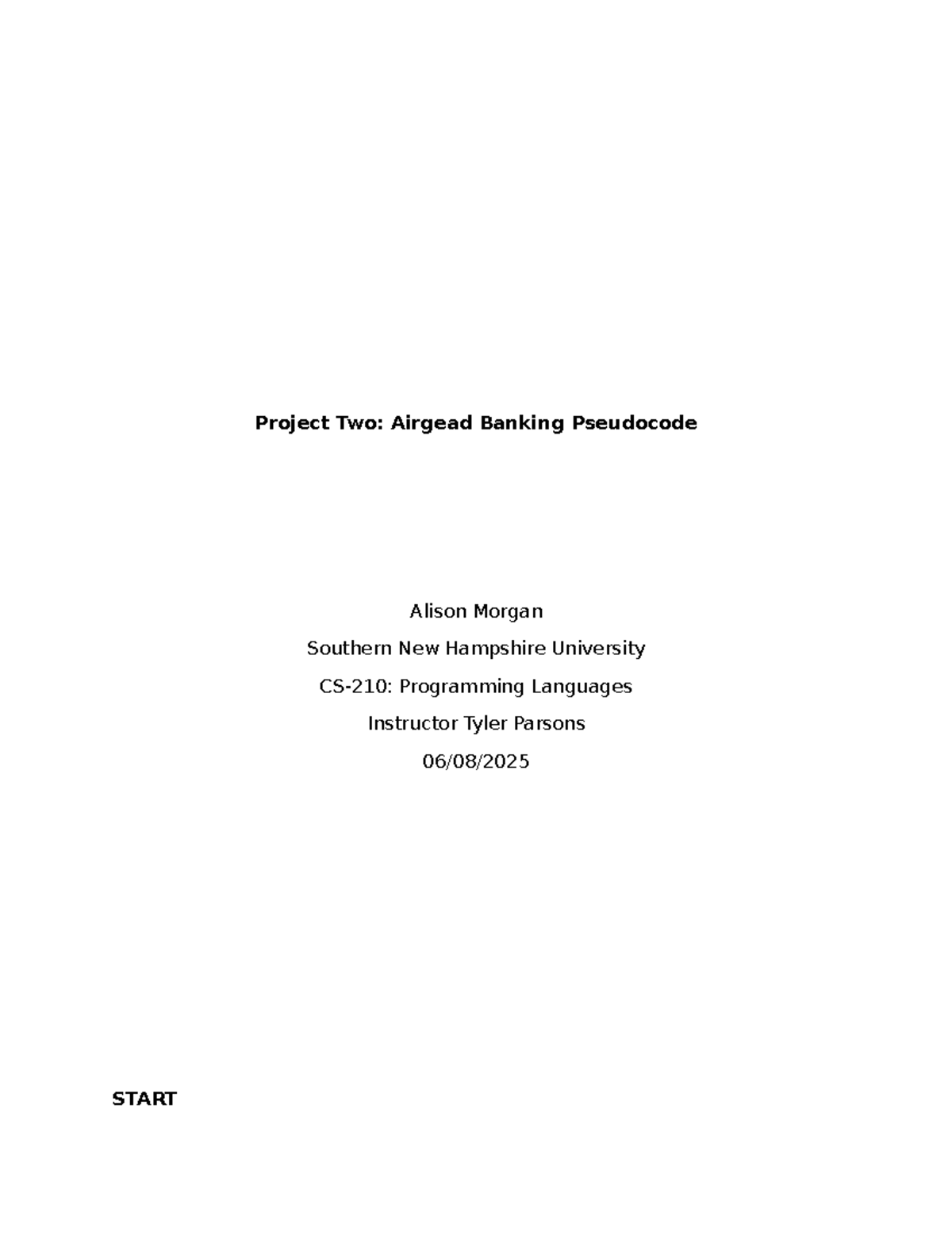 Project Two: Airgead Banking Pseudocode (CS101) - Studocu