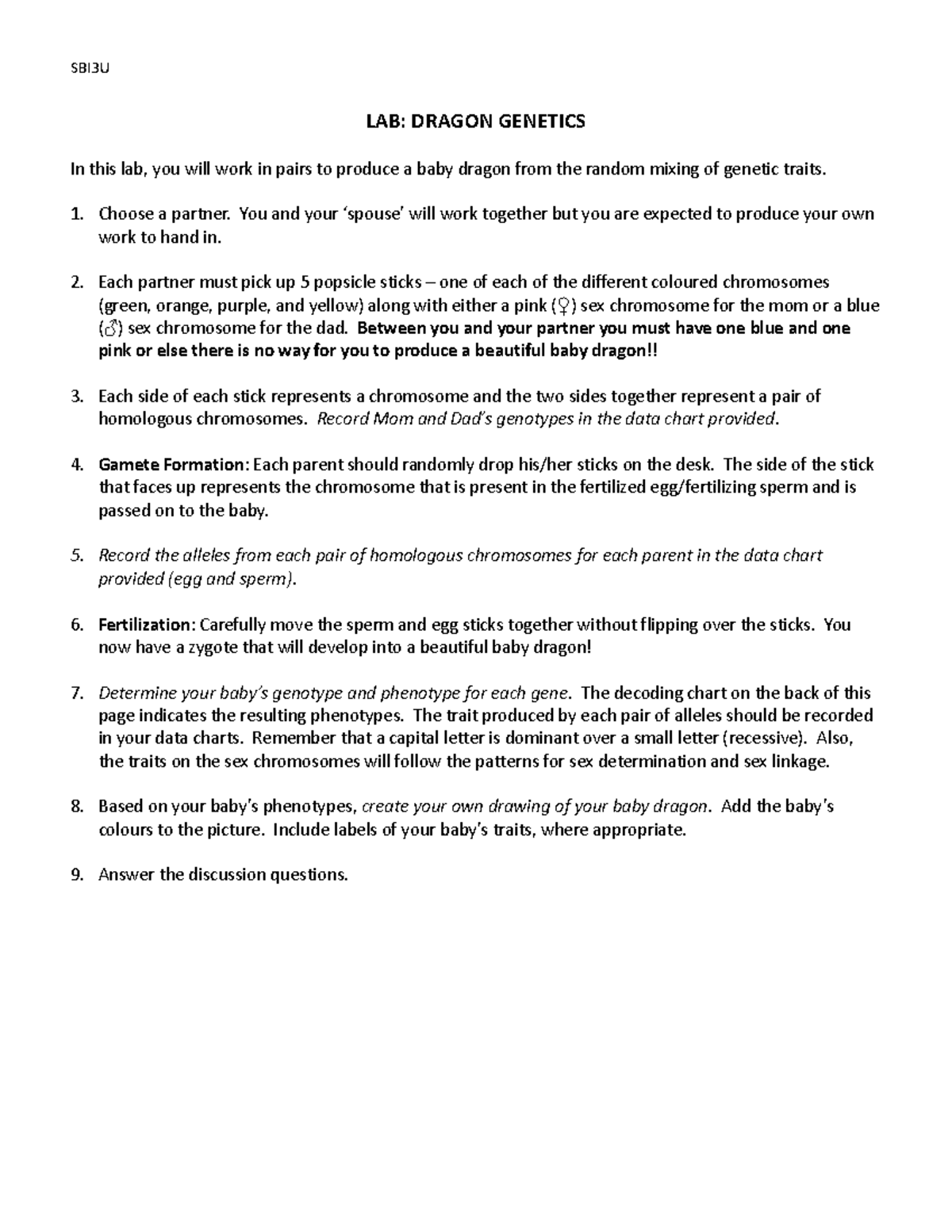 Copy of Activity - Dragon Genetics (02-19) - LAB: DRAGON GENETICS In ...