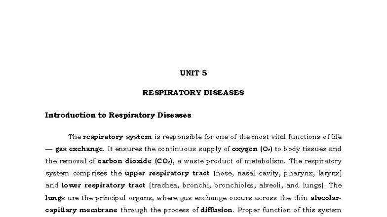 Unit 5: Respiratory Diseases Overview and Classification - Studocu