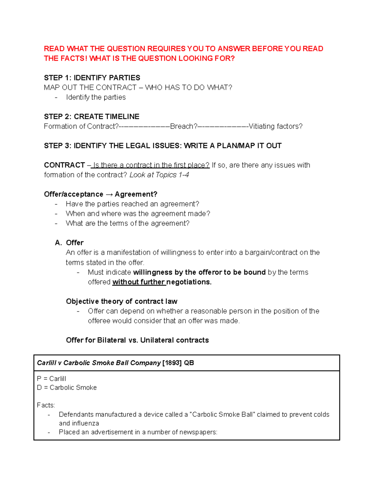 Contracts Scaffold: Key Steps and Legal Issues in Contract Formation - Studocu