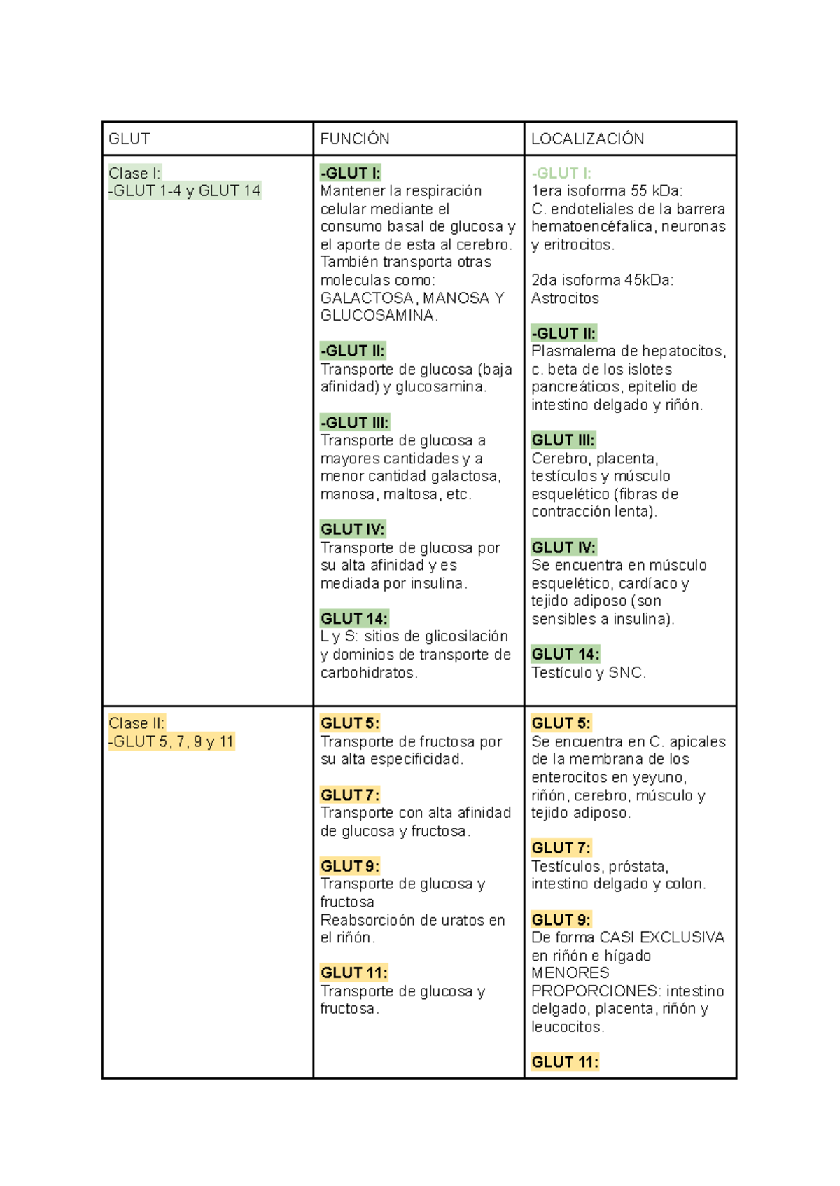 Glucosa y Transportadores: GLUT Funciones y Localización - Biología ...