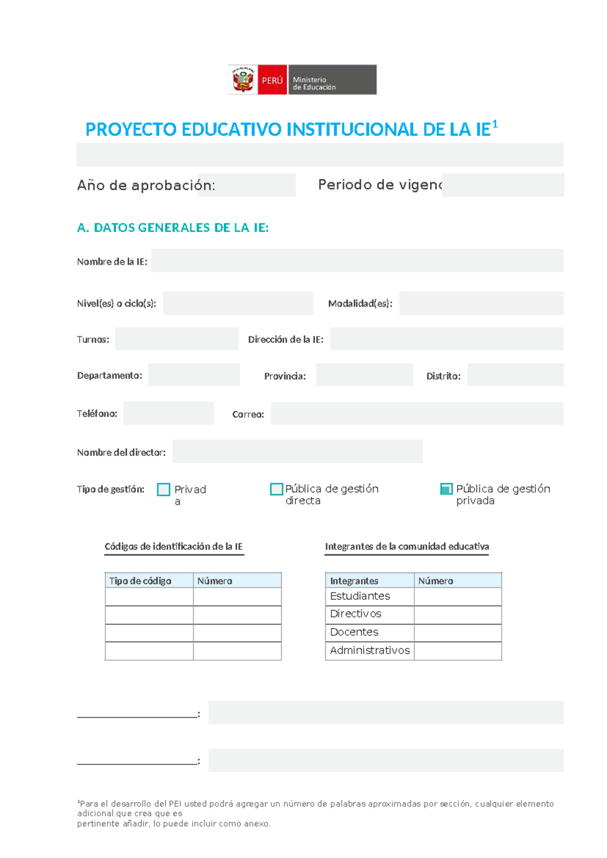 Plantilla PEI Editable - Proyecto Educativo Institucional IE1 - Studocu