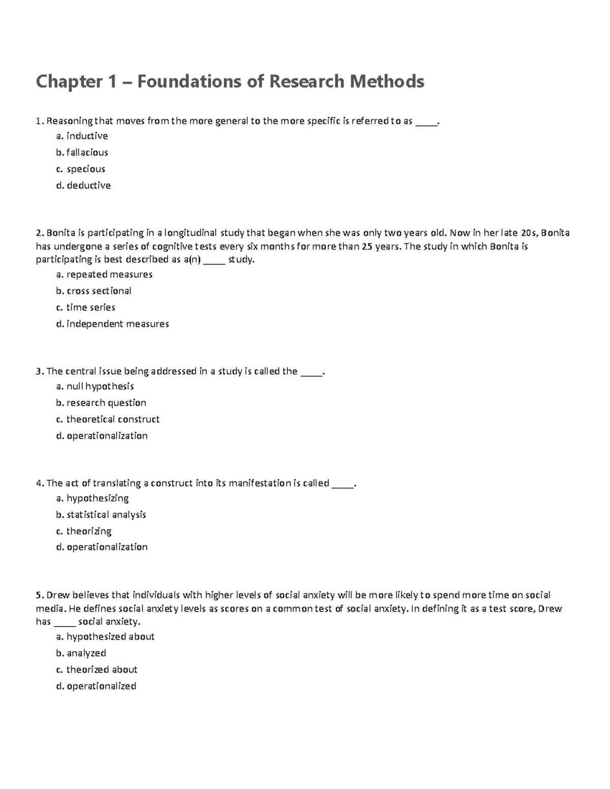 Research Methods Chapter 1: Foundations and Key Concepts - Studeersnel