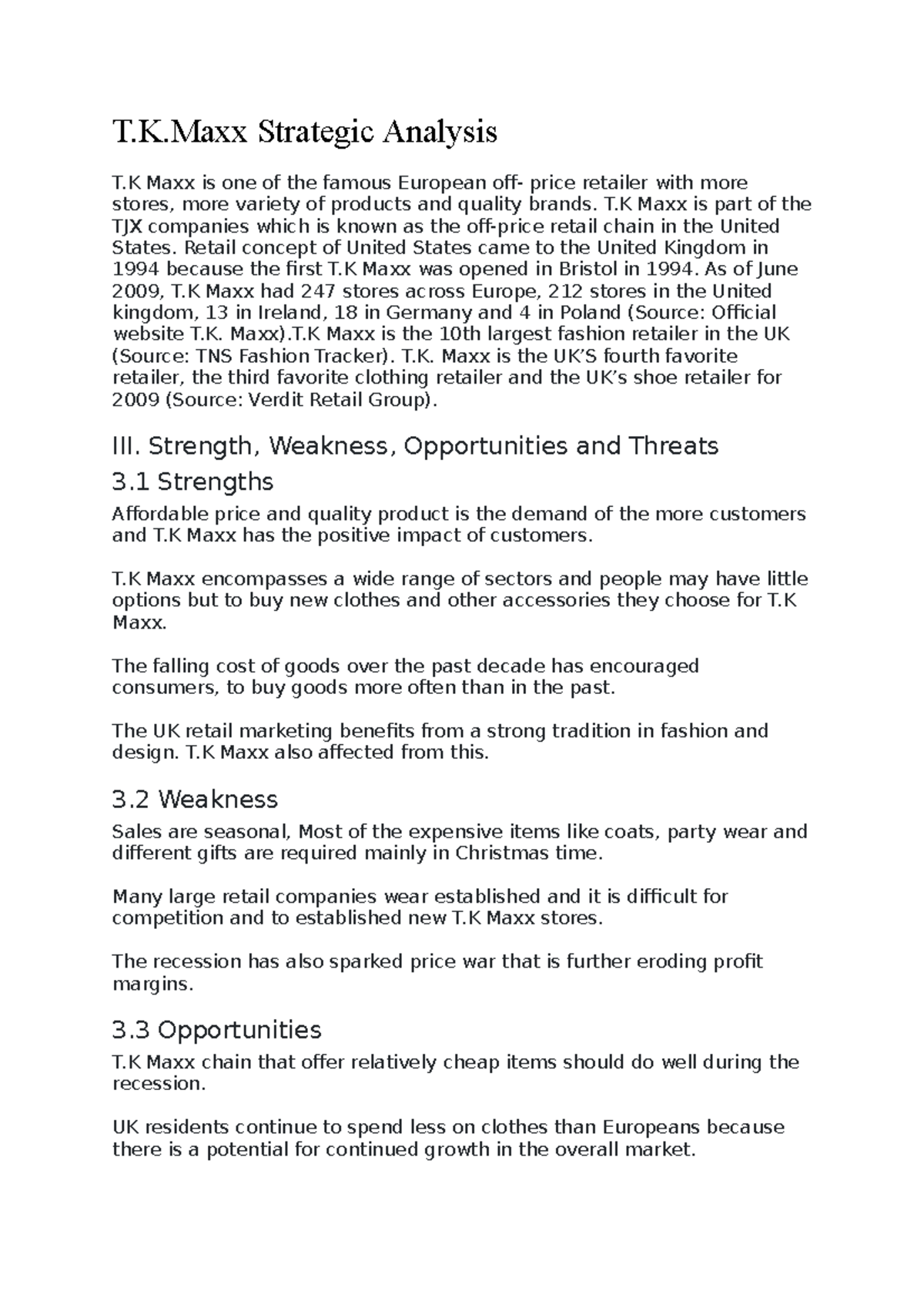 T.K.Maxx Strategic Analysis: Strengths, Weaknesses & Market Insights ...