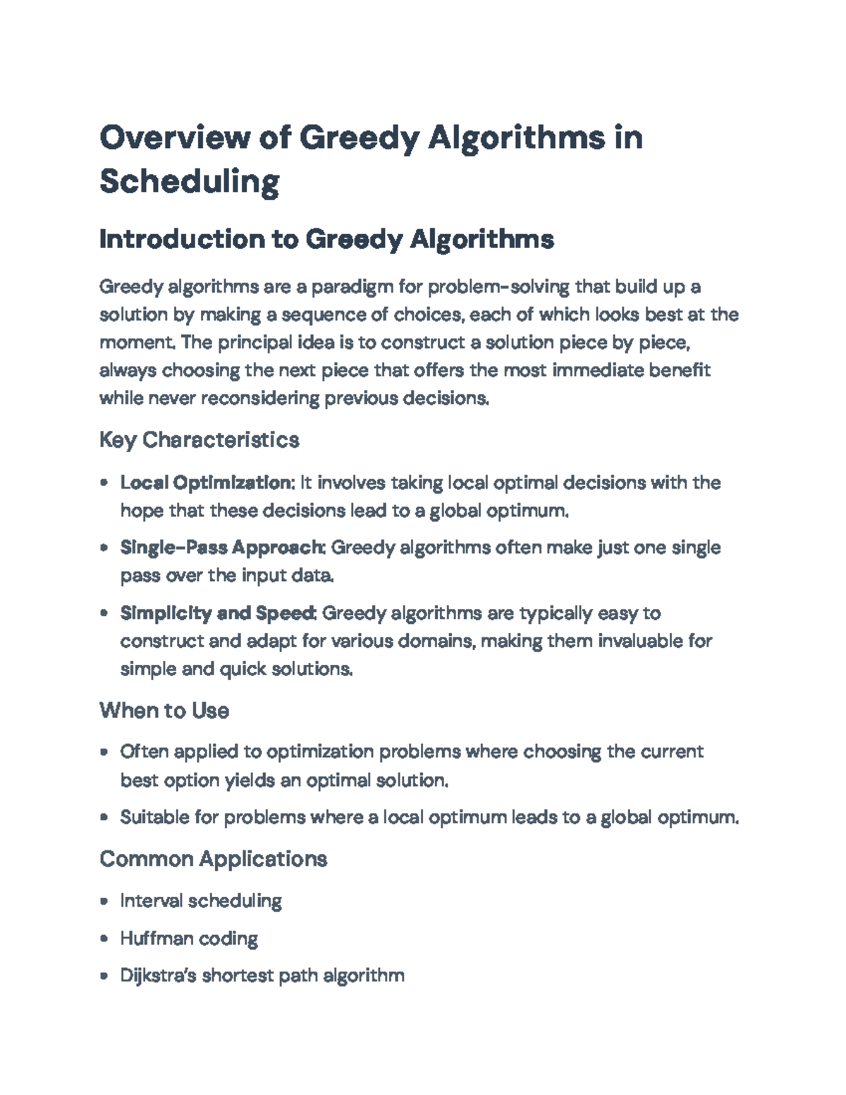 Greedy Algorithms in Scheduling: Key Concepts and Applications (CS3000) - Overview of Greedy ...