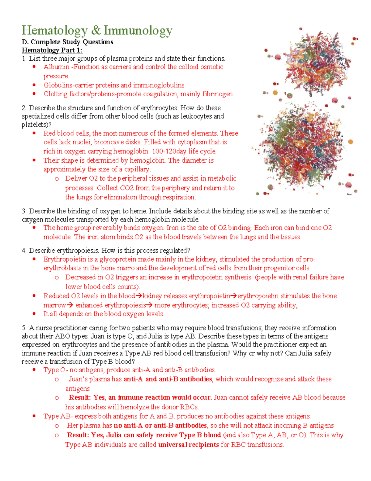 Hematology & Immunology Study Guide: Key Concepts & Anemias (D) - Studocu