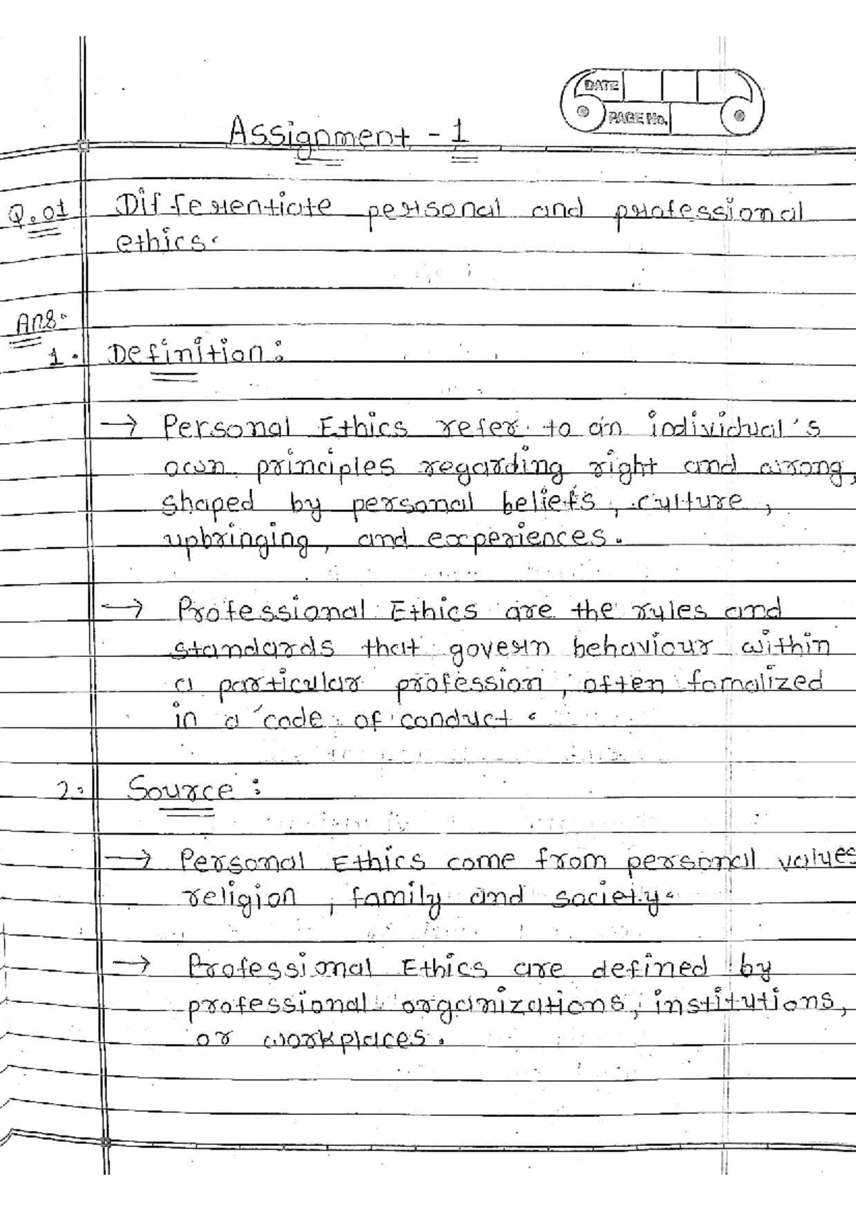 PE ALL Assignments: Differentiating Personal and Professional Ethics ...