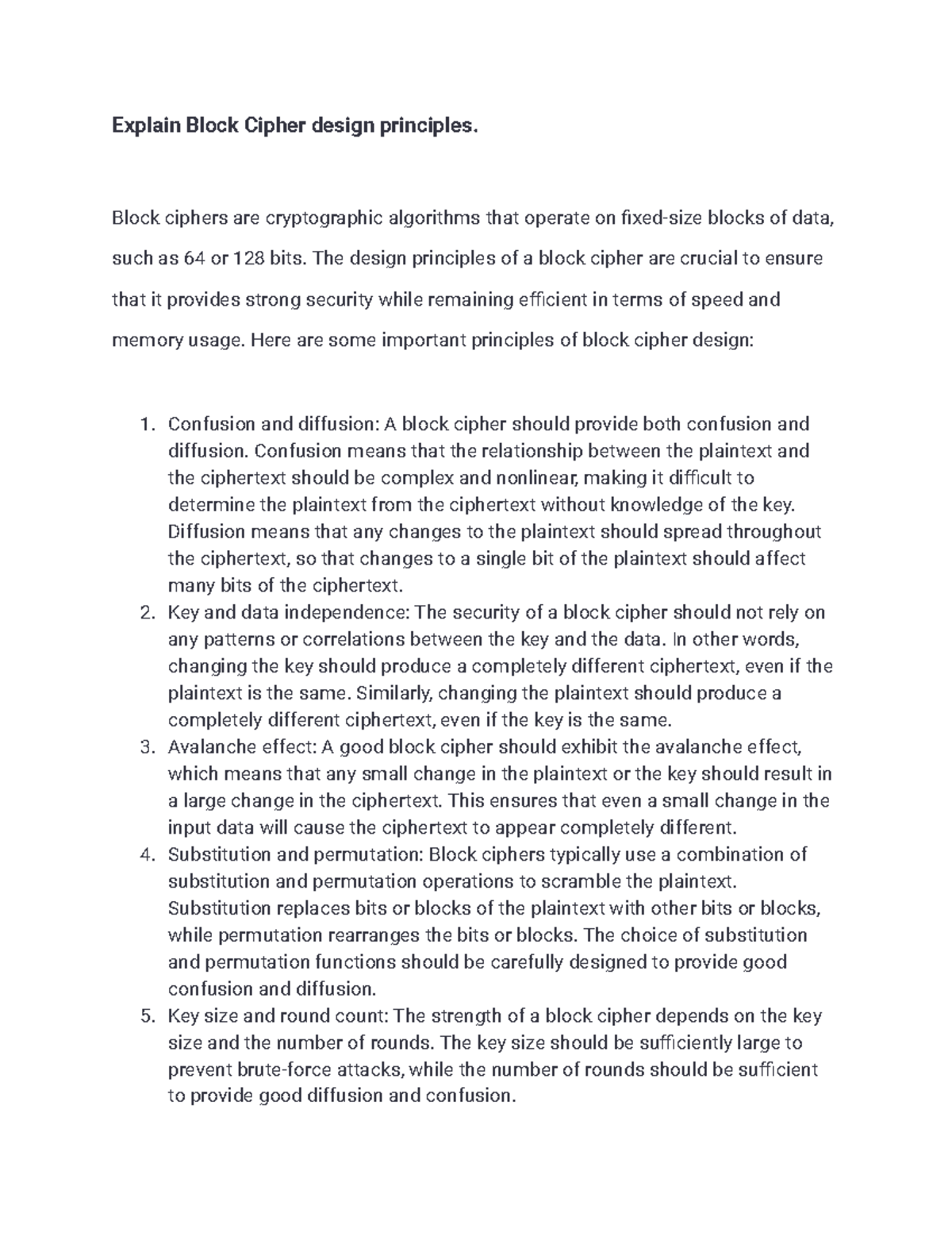 Explain Block Cipher design principles - Block ciphers are ...