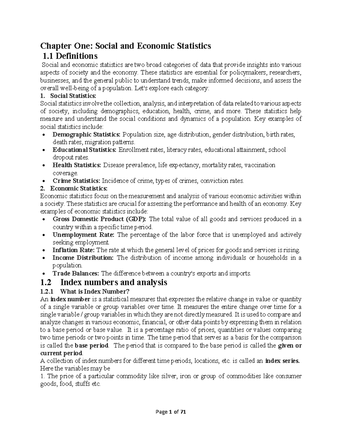 Social & Economic Stats Overview (Chapters 1-5) Analysis - Studocu