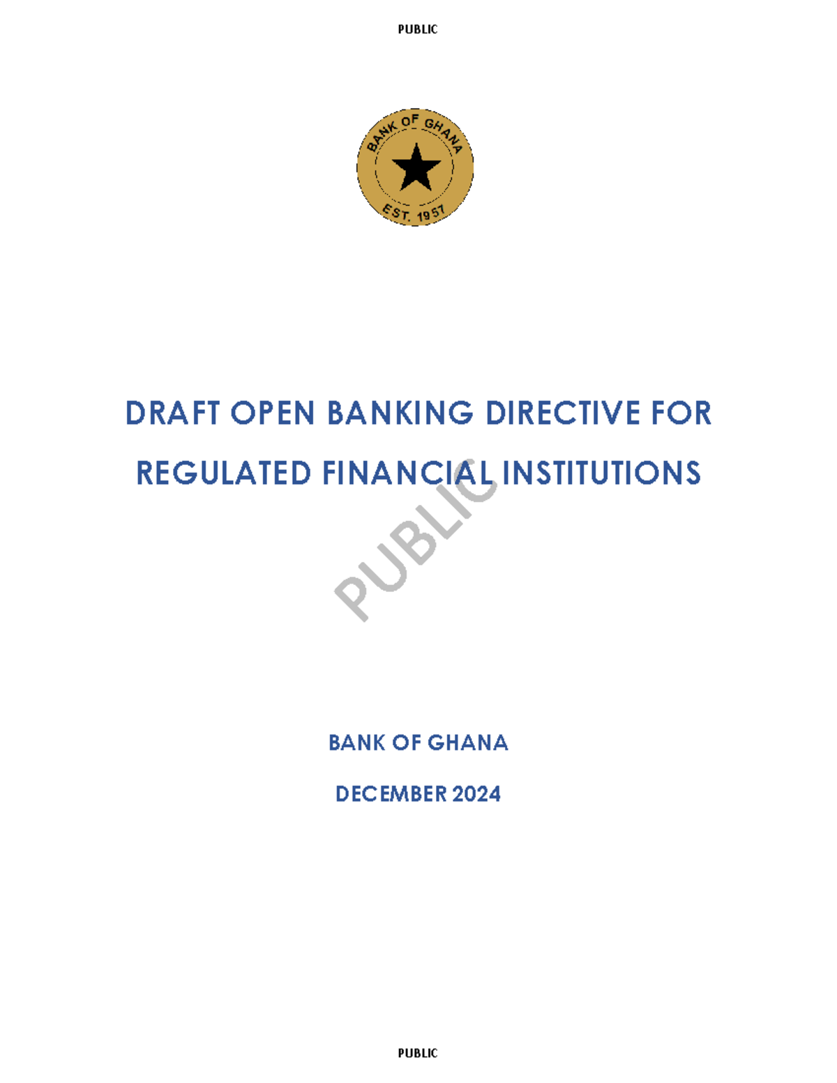 Draft Open Banking Directive for Regulated Financial Institutions (2024 ...