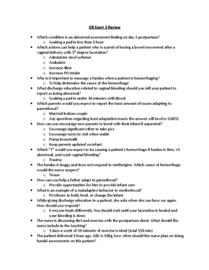 OB Exam 2 - OB EXAM 2 REVIEW - OB Exam 2 What are the phases of labor ...