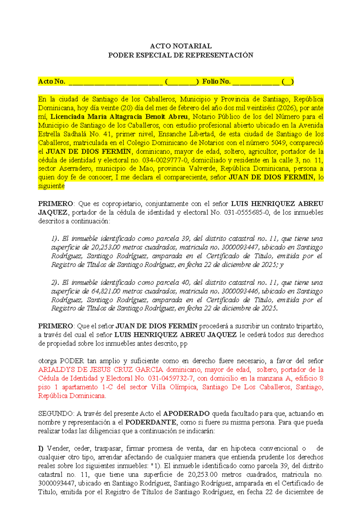 Modelo de Poder Especial de Representación - Acto Notarial - Studocu
