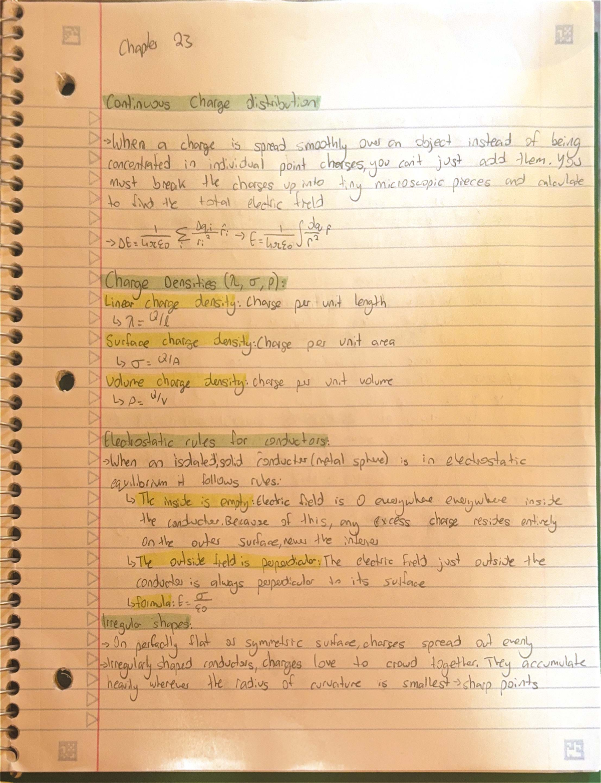 Chapter 23: Continuous Charge Distribution and Electrostatic ...