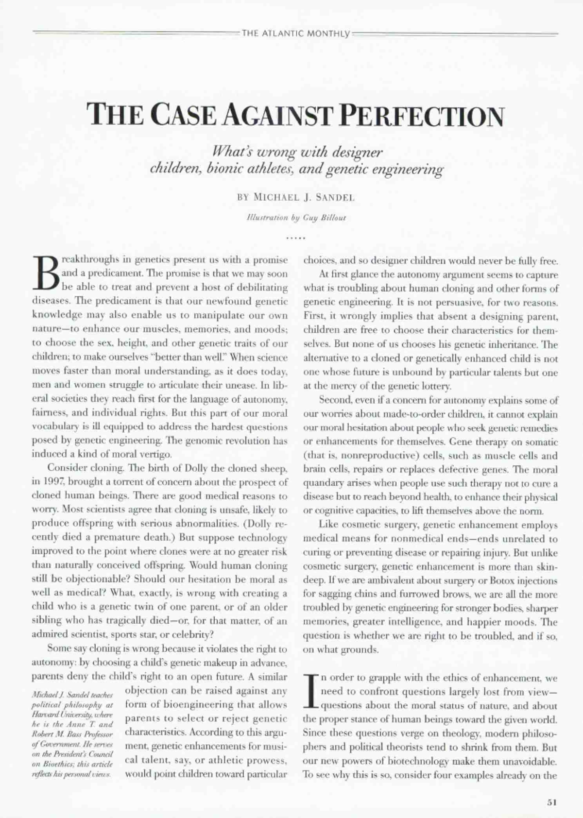 The Atlantic Monthly: The Case Against Perfection in Genetic ...