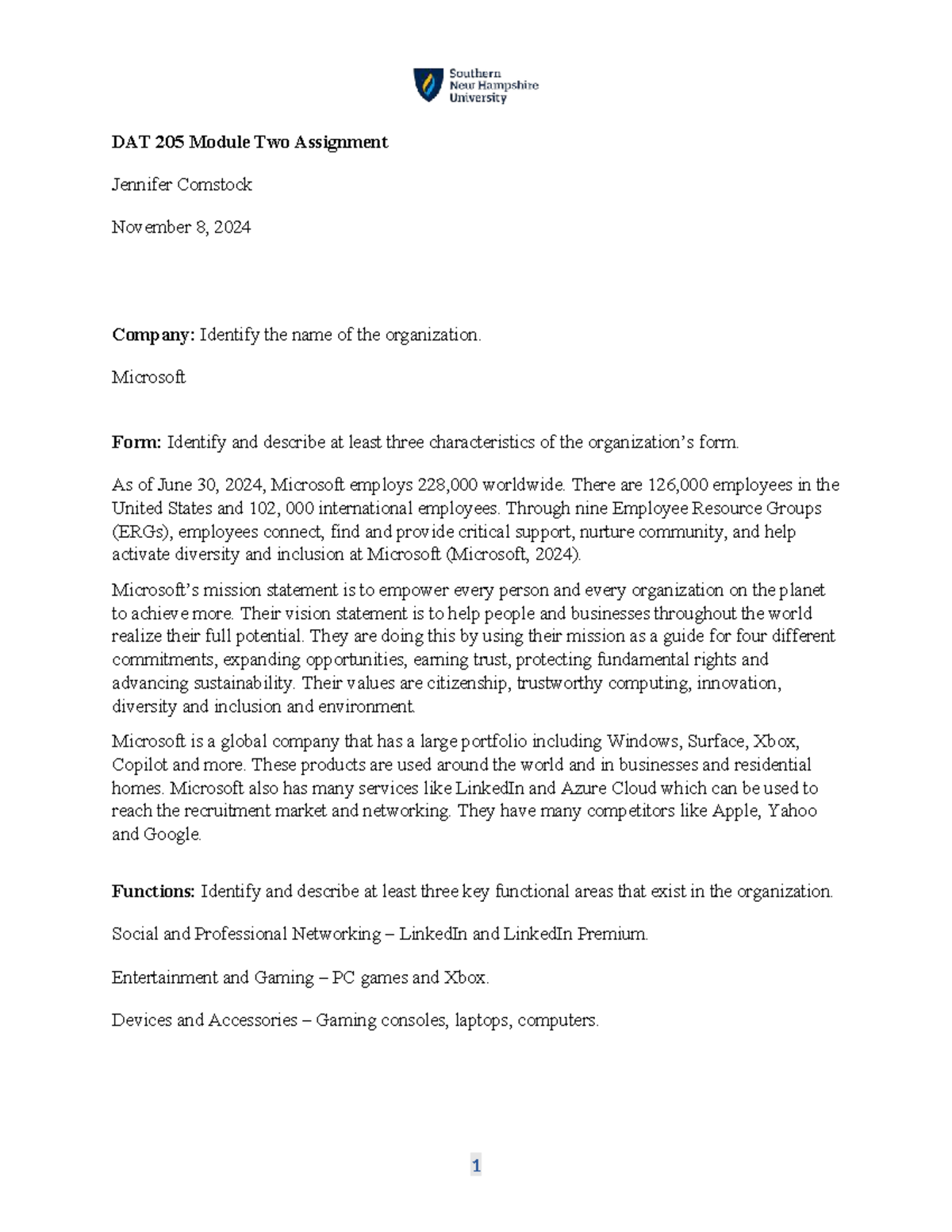 DAT 205 Module Two Company Research Assignment - DAT 205 Module Two ...