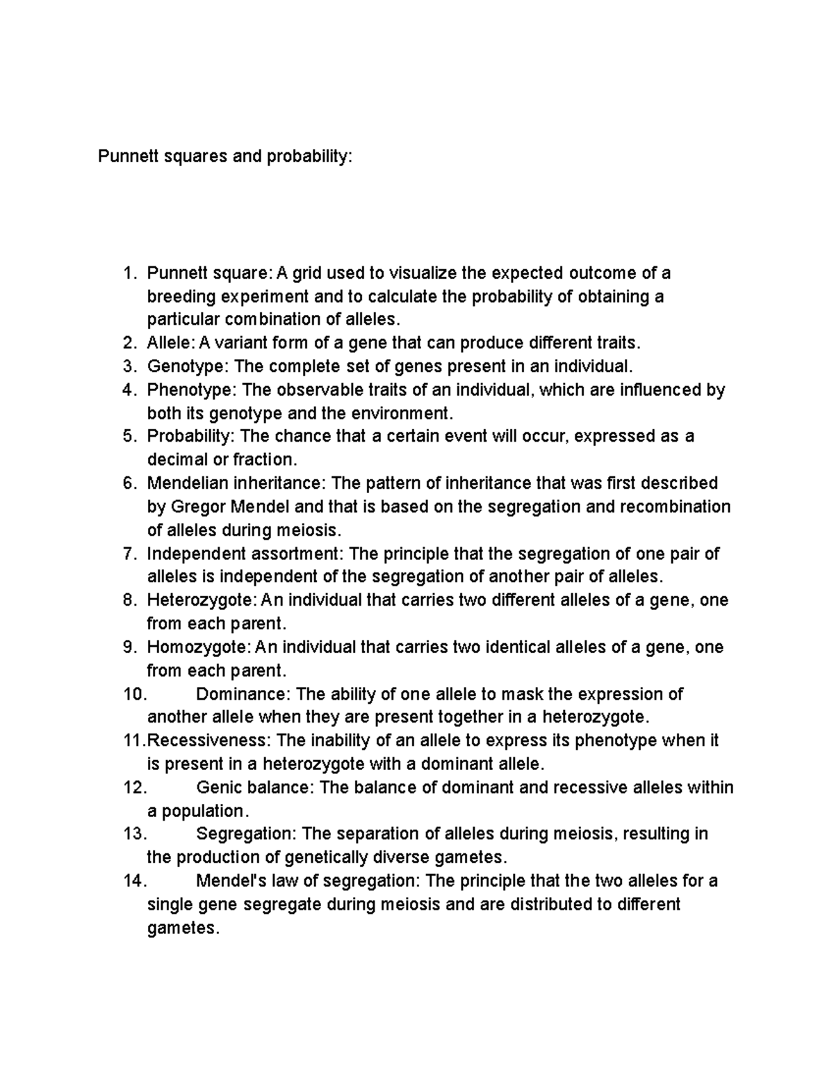 Punnett squares and probability - Punnett squares and probability ...