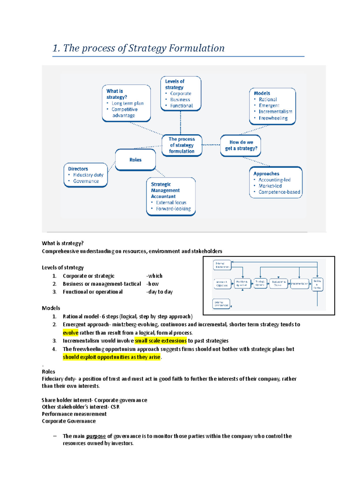 CIMA E3 Strategic Level Notes: Strategy Formulation & Analysis - Studocu
