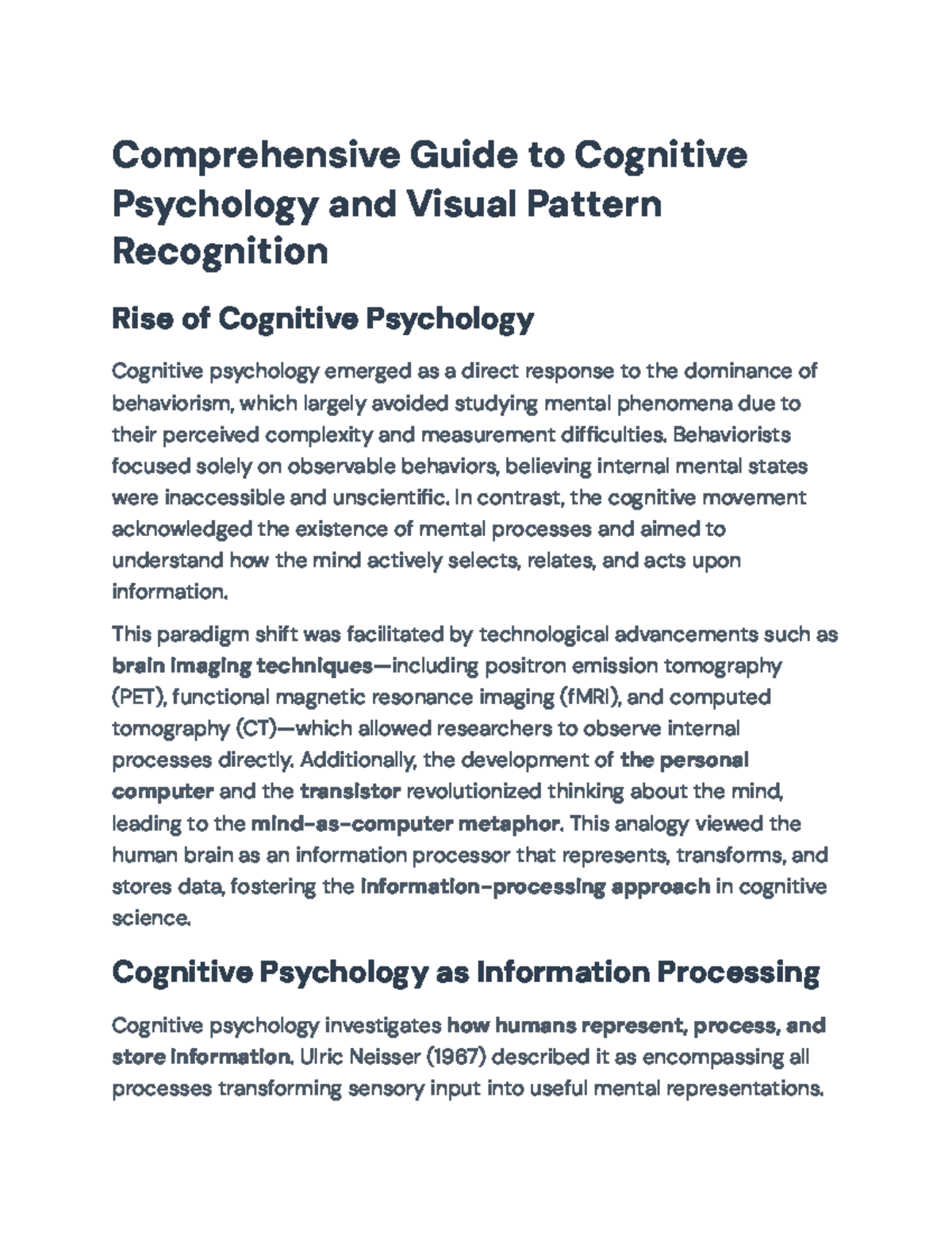 Cognitive Psychology Insights: Visual Pattern Recognition & Attention ...