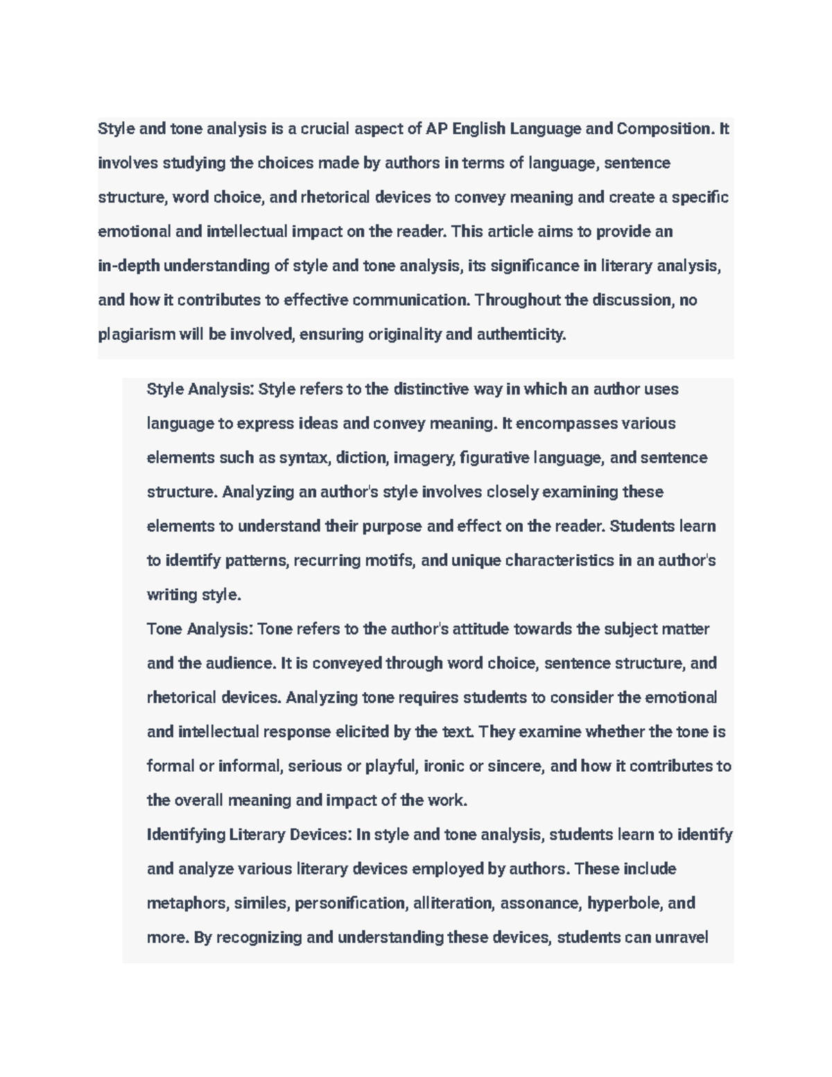 Exploring Style and Tone in AP English Language and Composition - Style ...