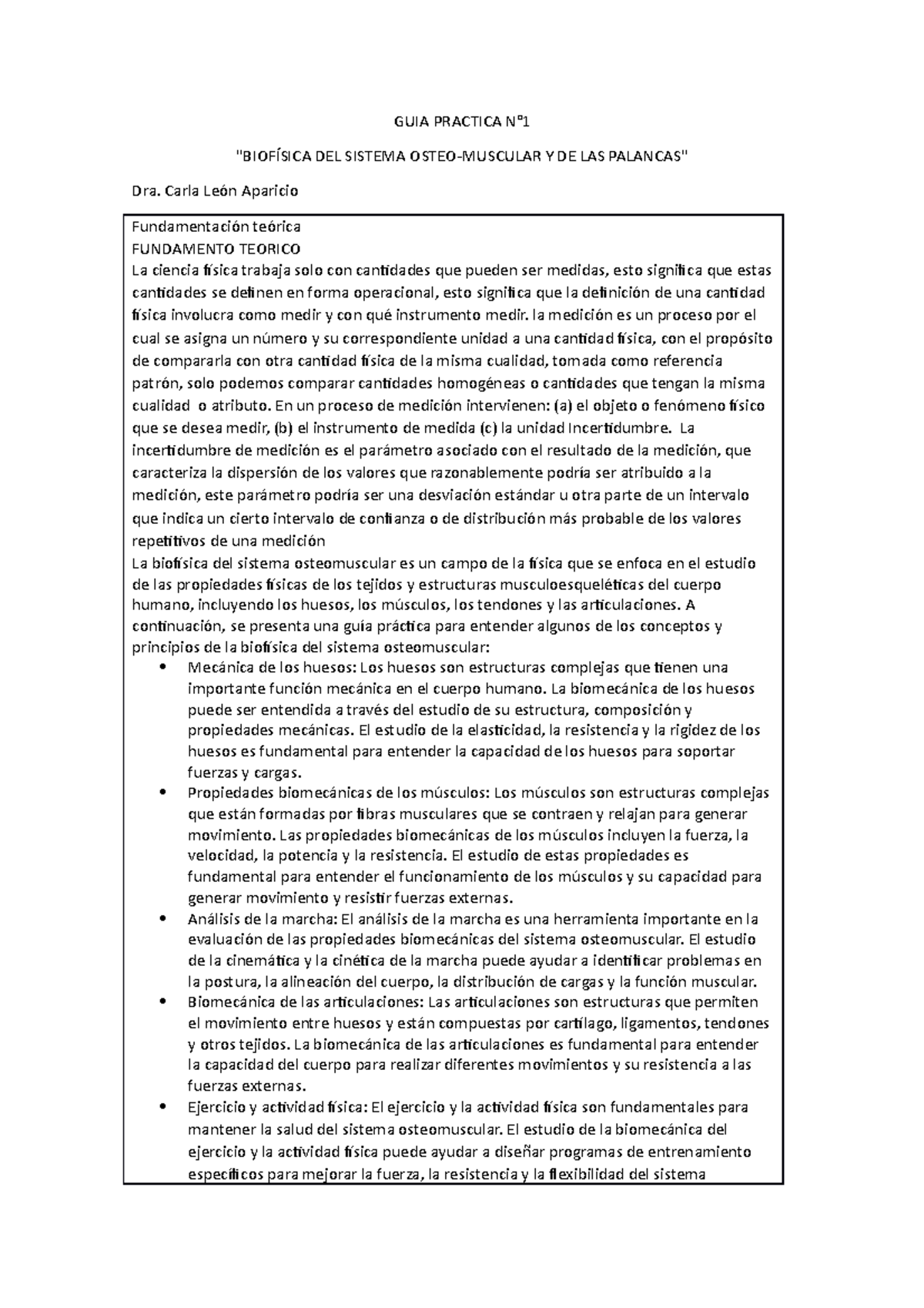 Guía Práctica de Biofísica del Sistema Osteo-Muscular (MUS-101) - Studocu
