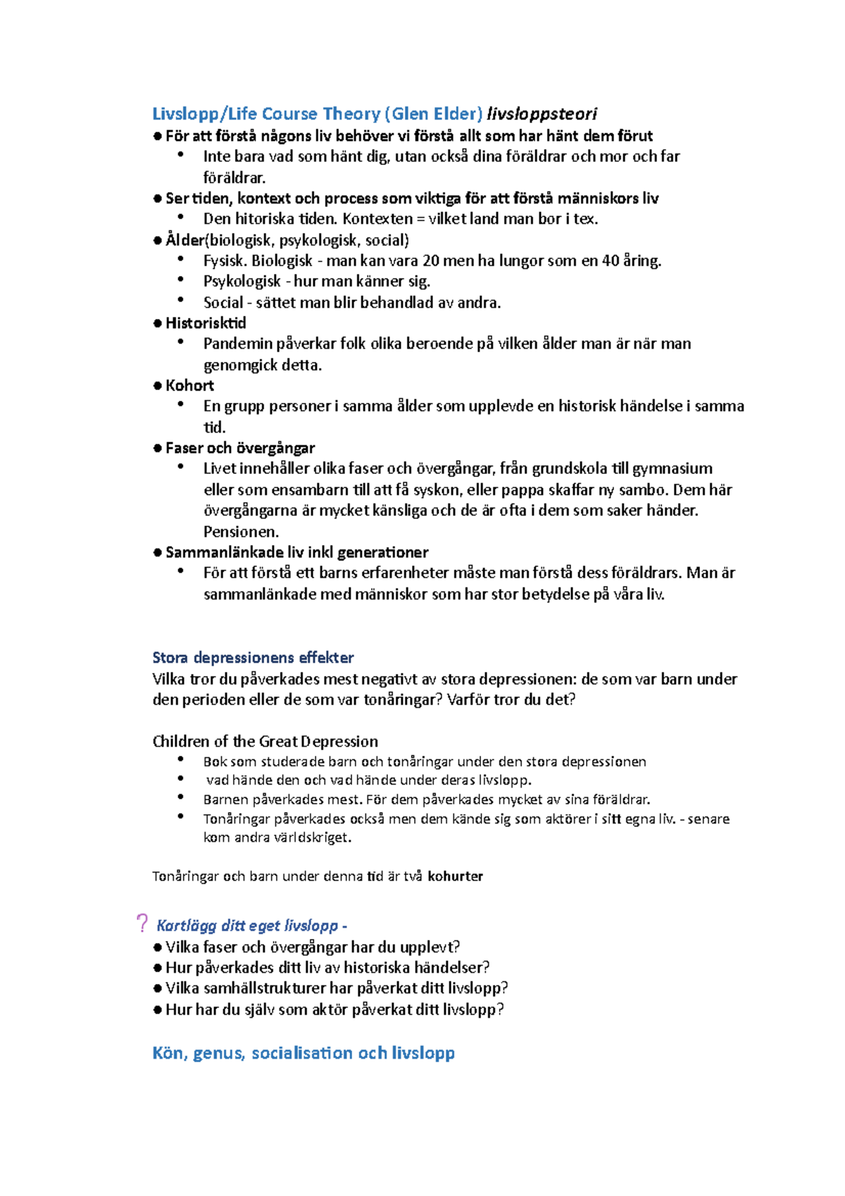 Livslopp och Sociala Normer i Mikrosociologi - En Sammanfattning - Studocu