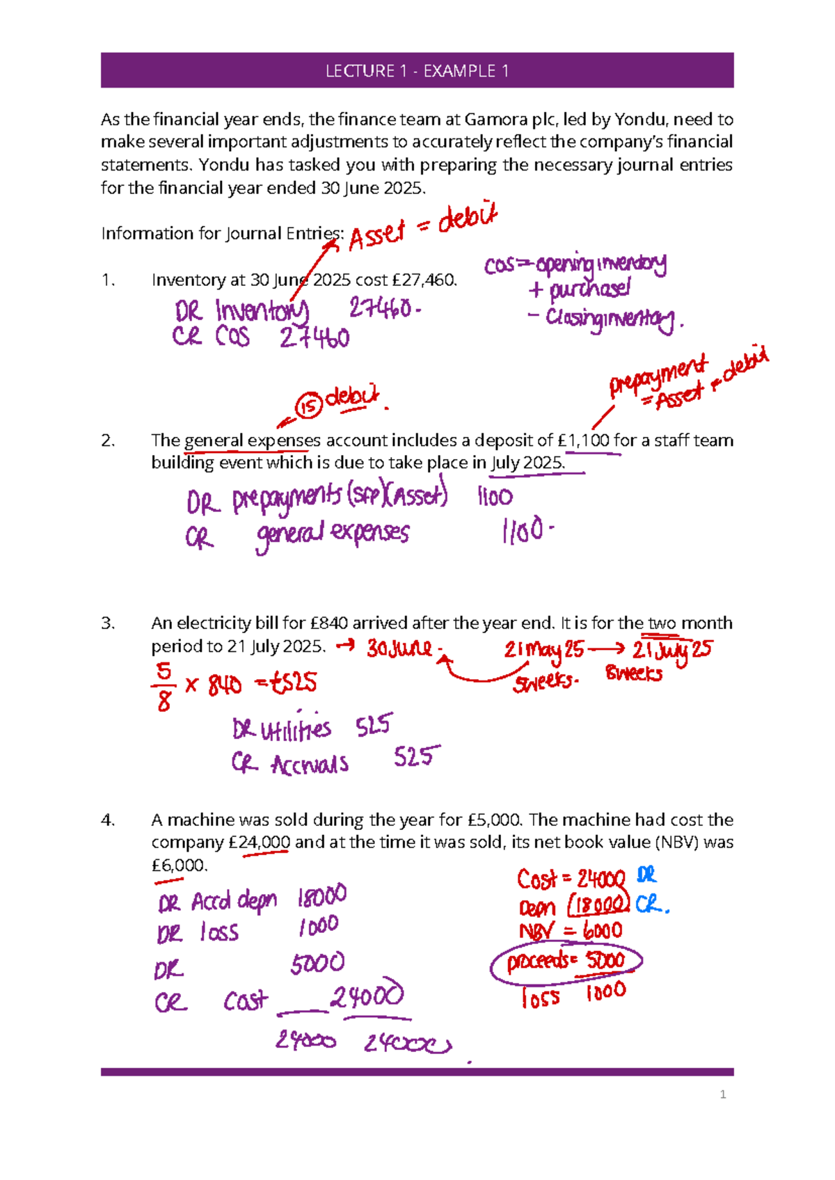 LECTURE 1 - EXAMPLE: Journal Entries for Financial Adjustments - Studocu