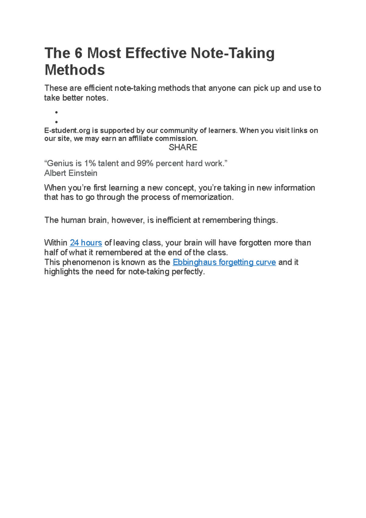 Effective Note-Taking Methods: A Guide for Students - Studocu