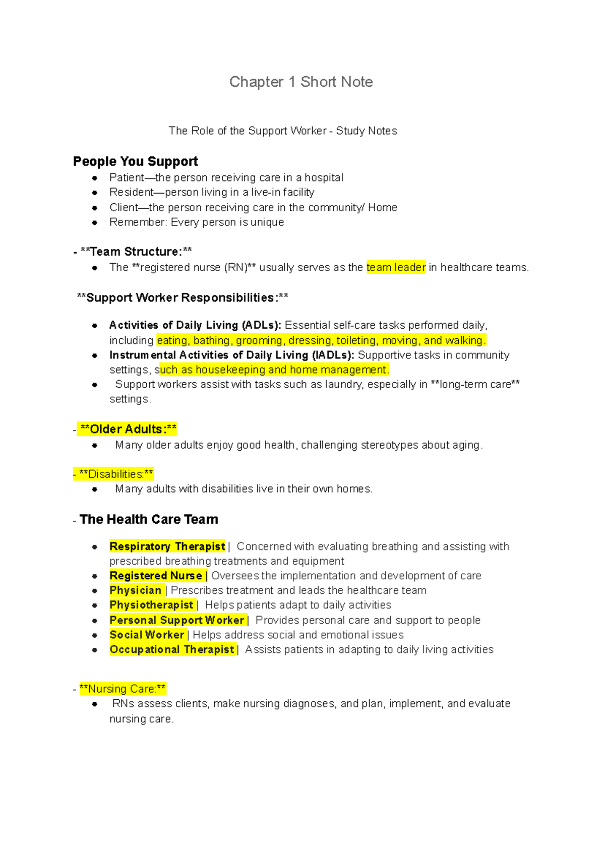 Chapter 1 Short Note - Chapter 1 Short Note The Role of the Support ...