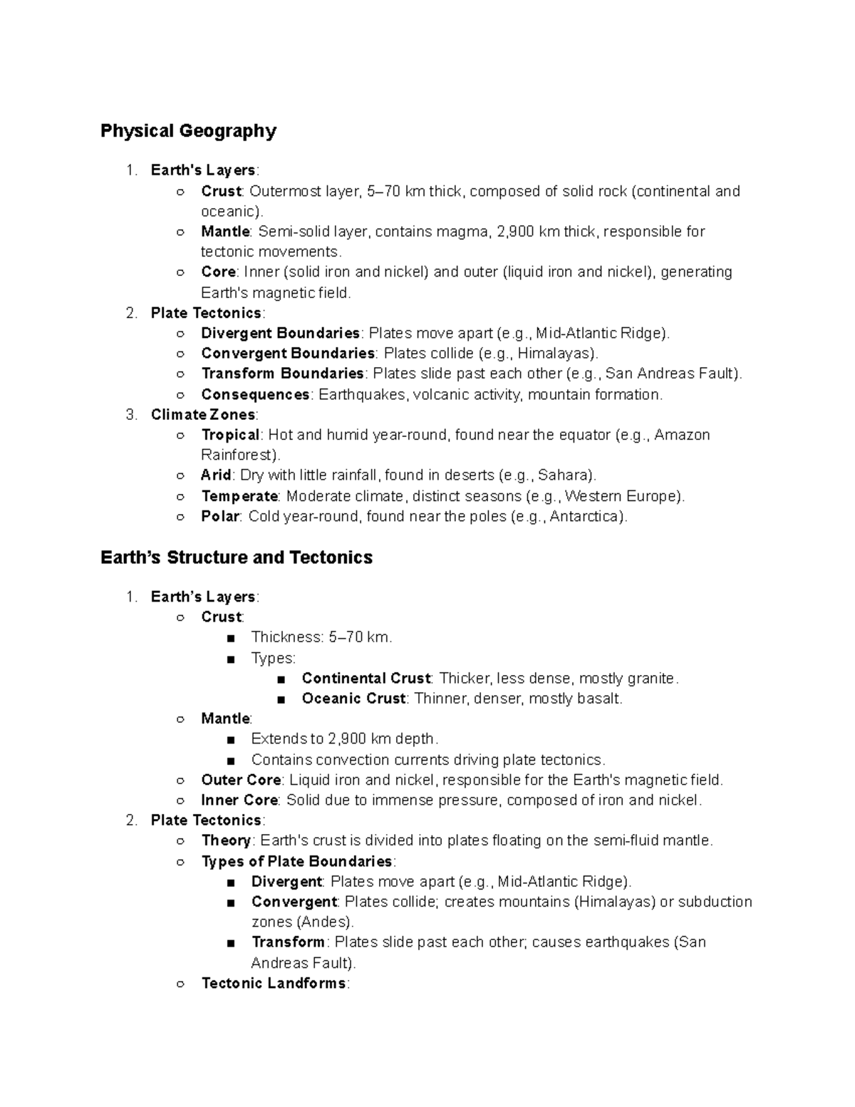 Physical geography - Physical Geography Earth's Layers: Crust ...