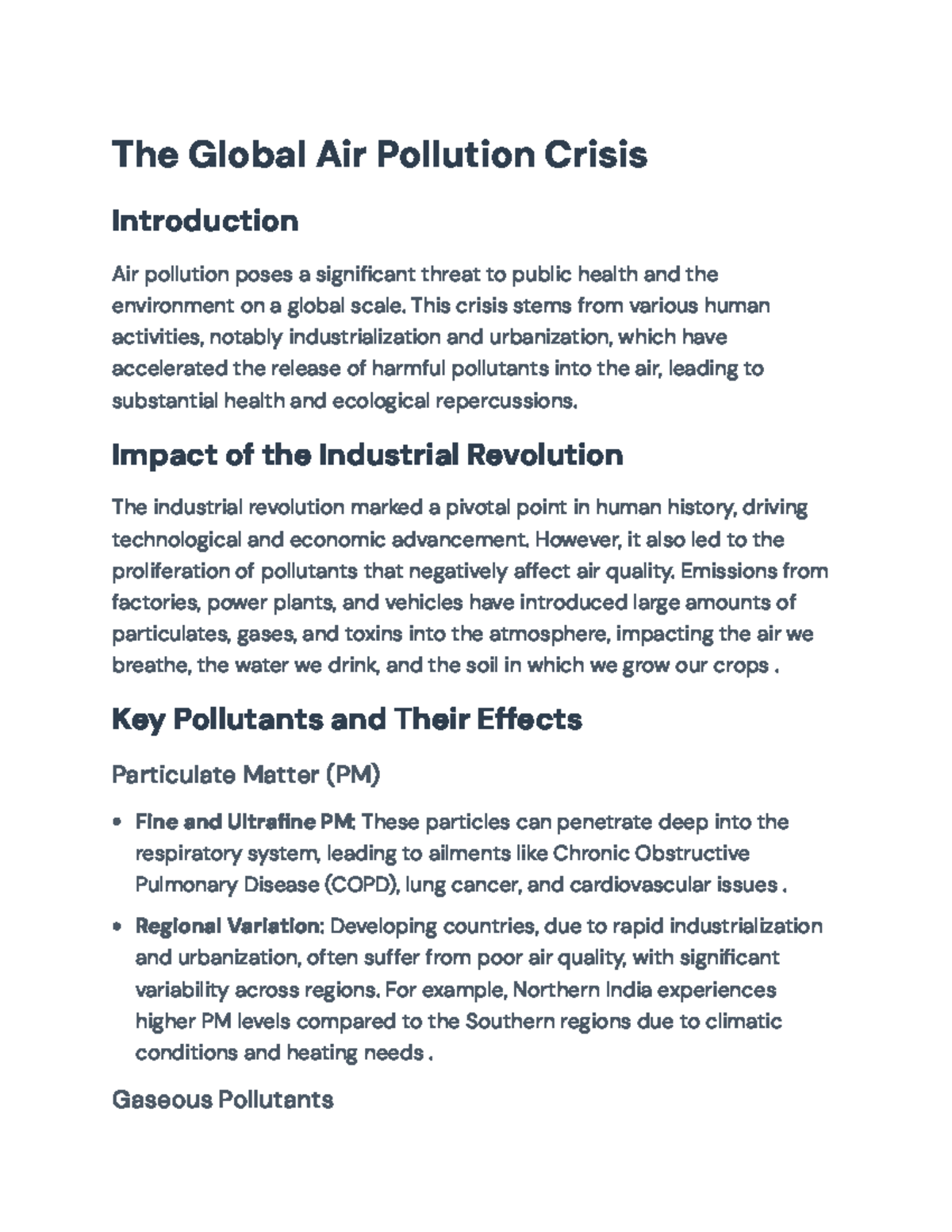 Global Air Pollution Crisis: Health Impacts, Strategies, and Case ...