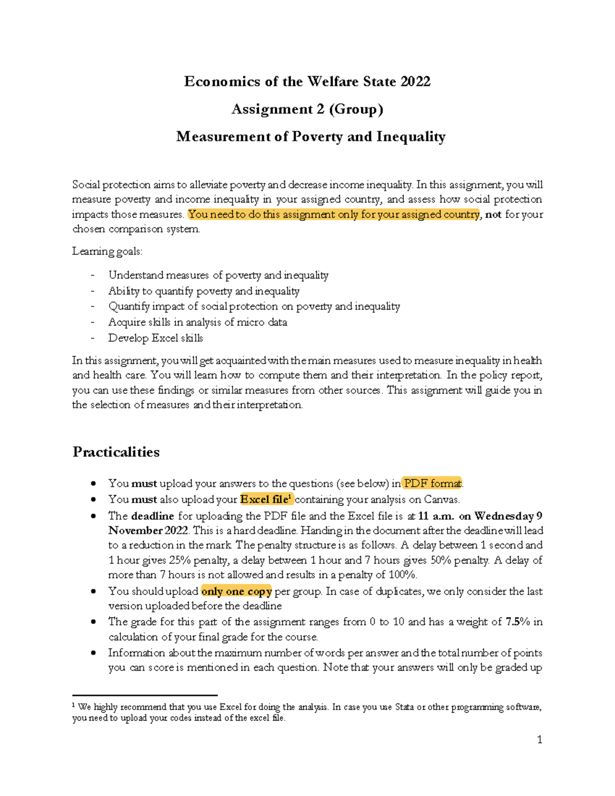 Economics of the Welfare State 2022: Assignment 2 on Poverty ...