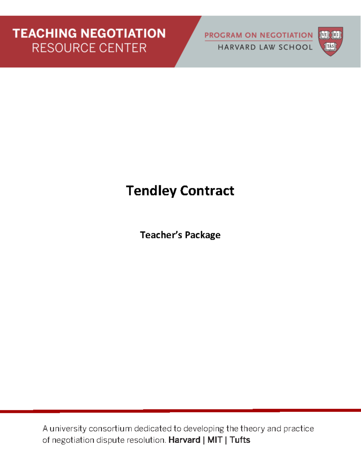 Tendley Contract Teaching Notes: Negotiation Strategies Guide - Studocu