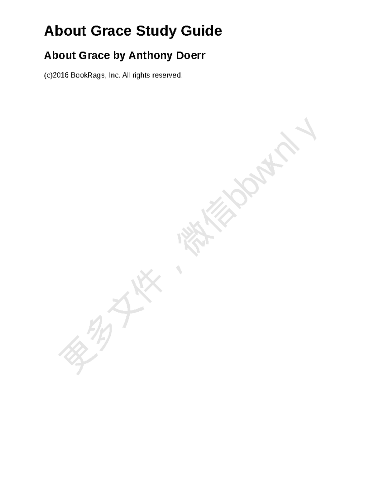 About-grace-studyguide 1 - English A: Literature SL - About Grace Study ...