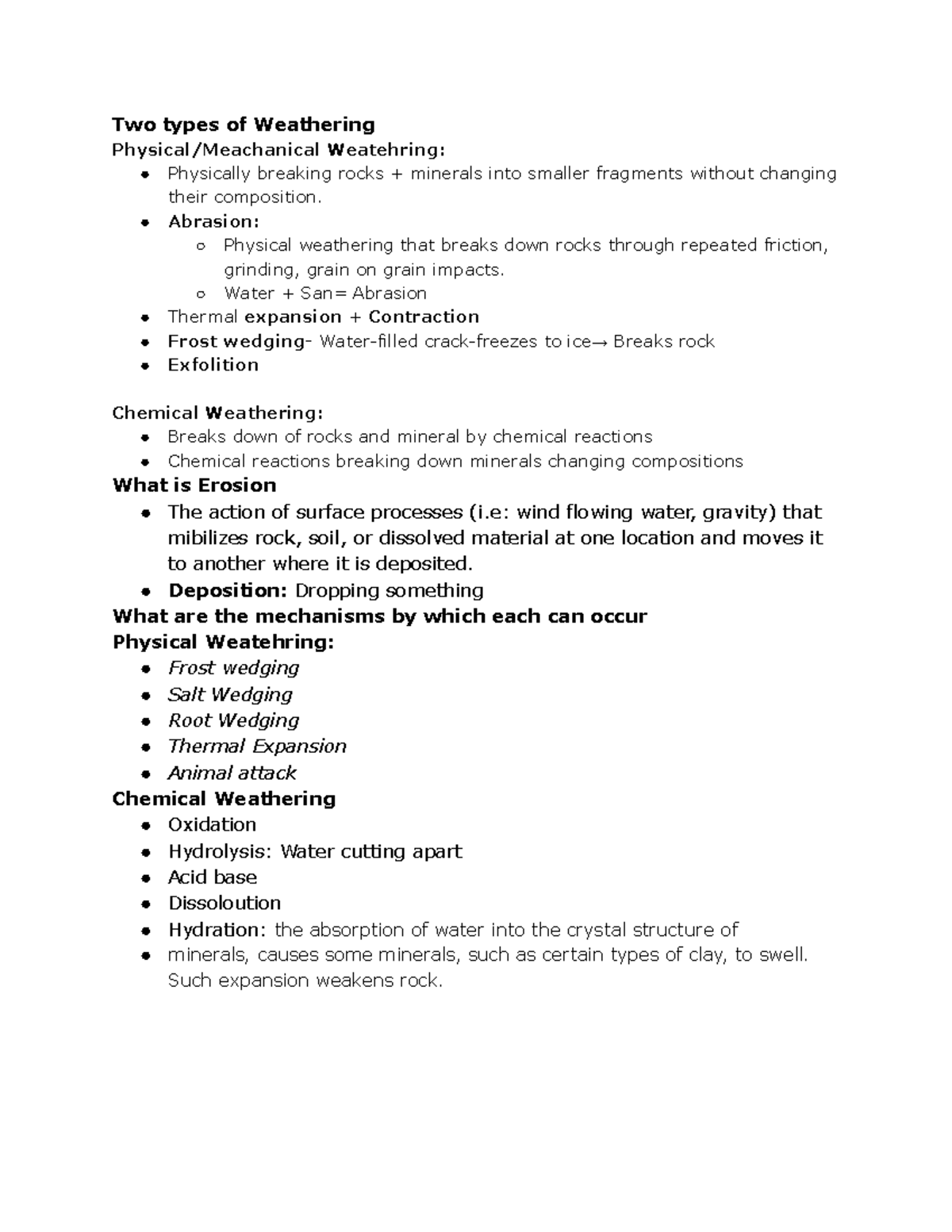Sedimentary Rocks Study Guide: Weathering, Erosion, & Classification ...