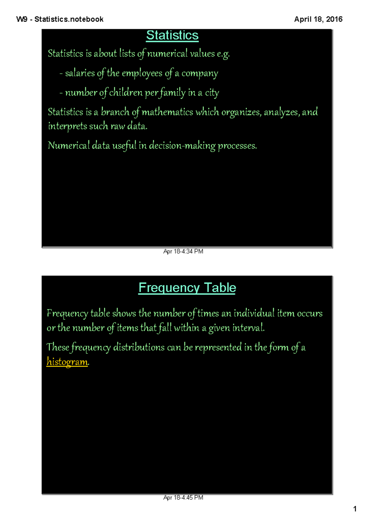 W9 - Statistics - it is pdf notes on cms topic and practice questions ...