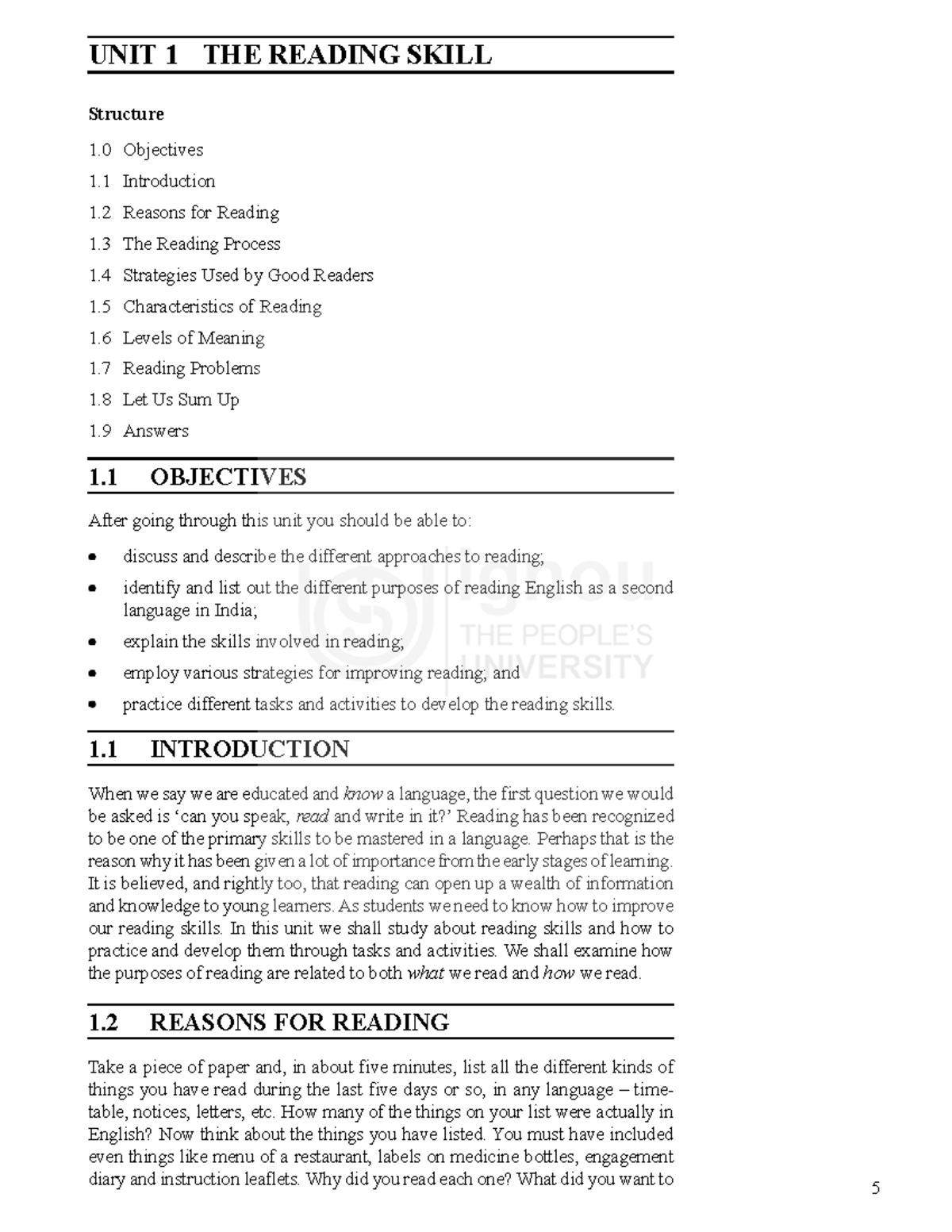 Unit 1: The Reading Skill - Strategies, Characteristics, and Challenges ...