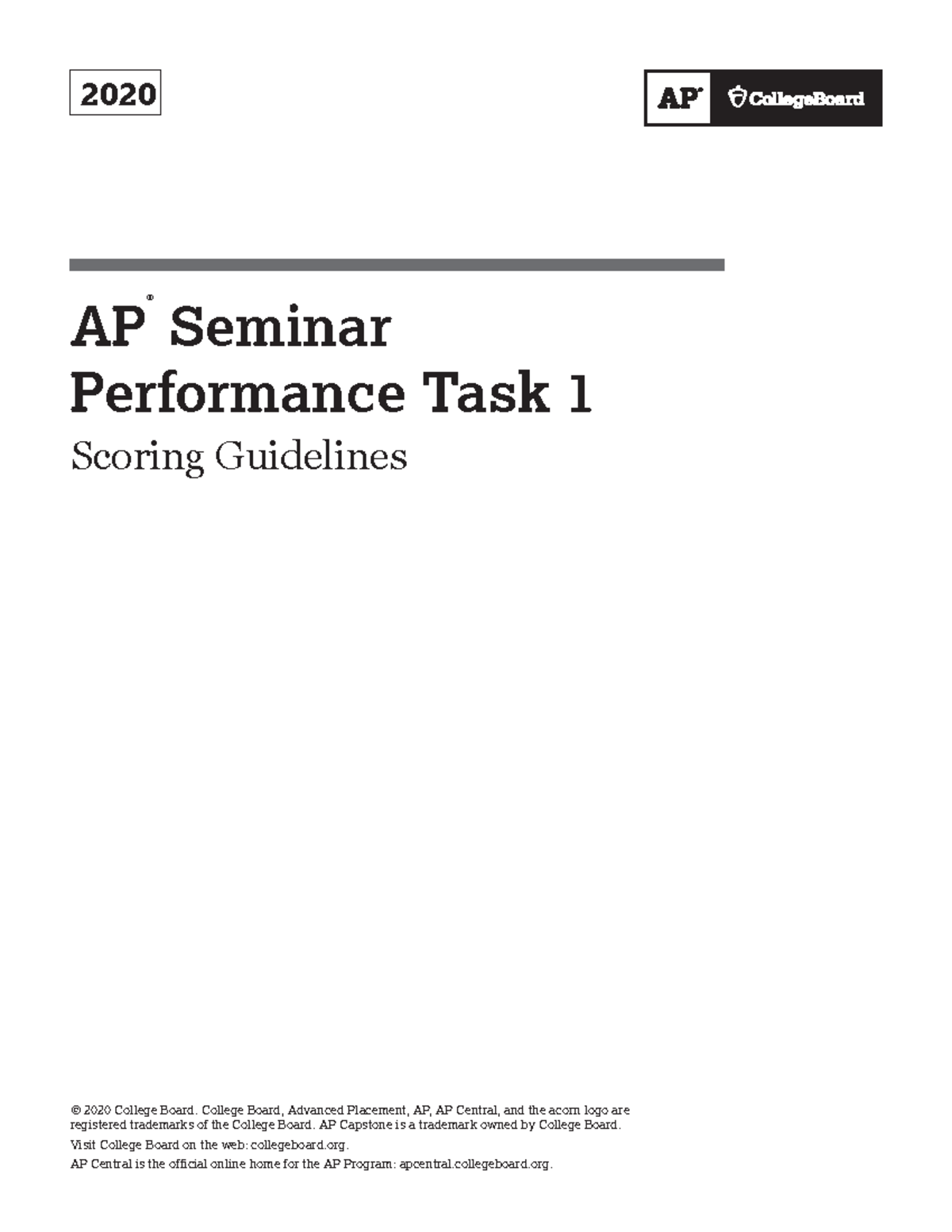 AP20 Seminar Task 1: Individual Research Report Scoring Guidelines ...