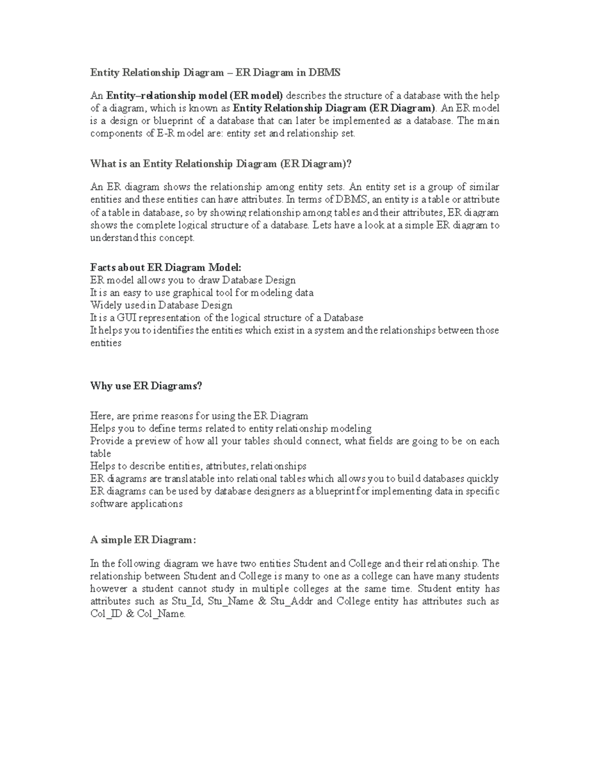 ER Model Notes: Understanding ER Diagrams in DBMS - Studocu
