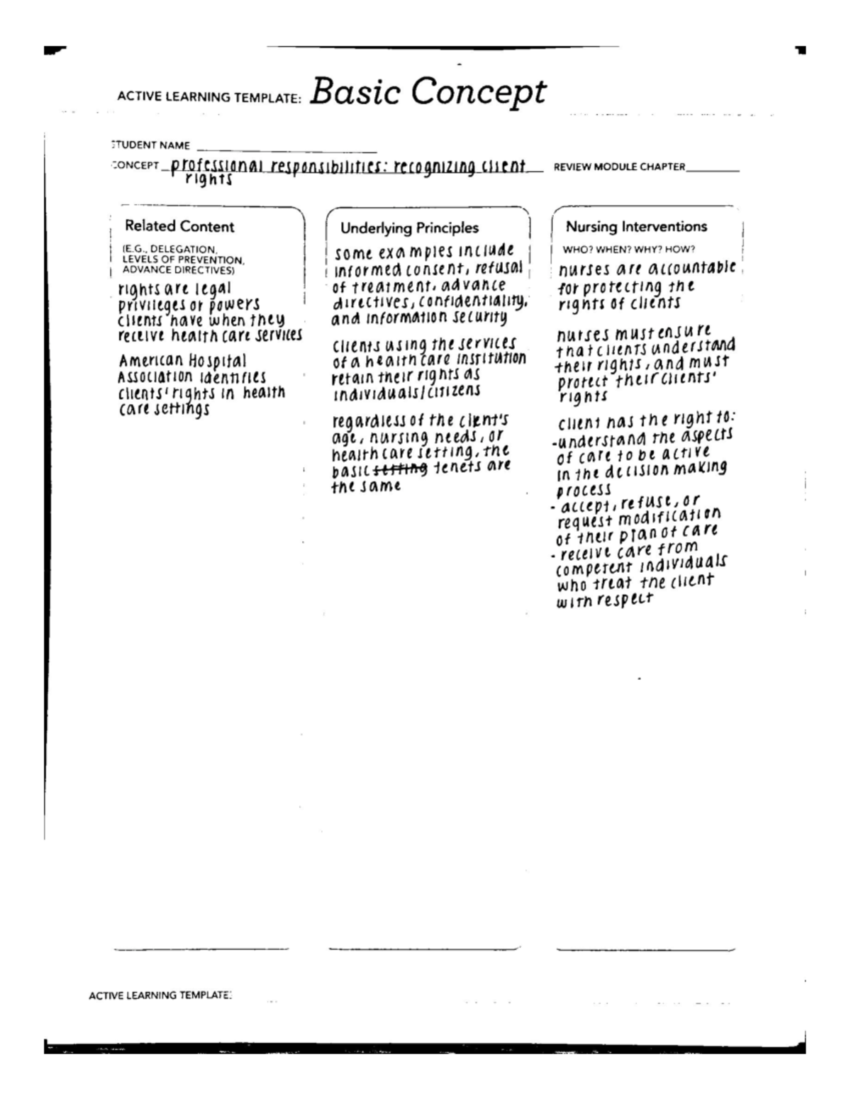 ATI Basic Concept Client Rights - NU 307/8 - Studocu