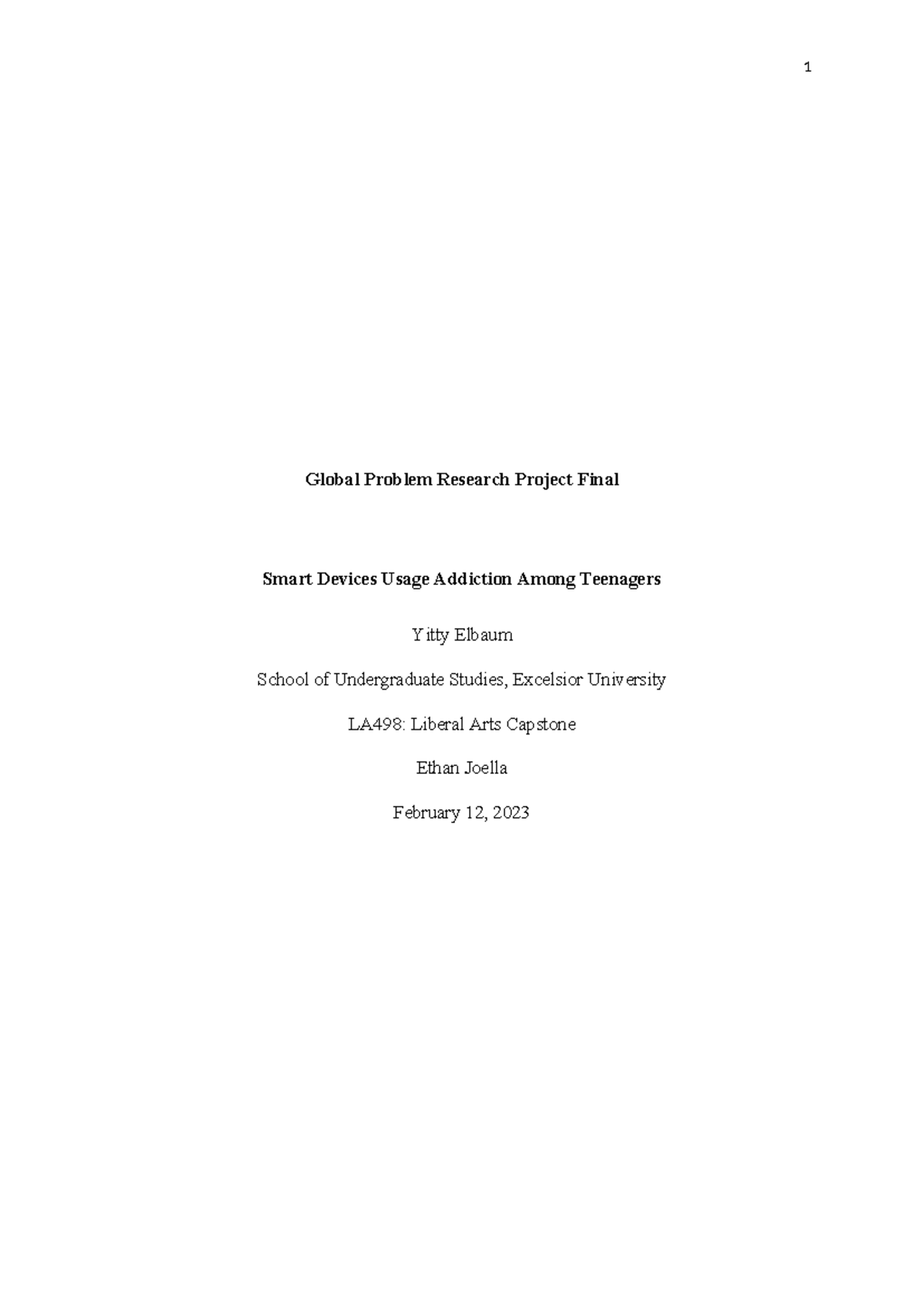 Final research - Ciompleted work - Global Problem Research Project ...