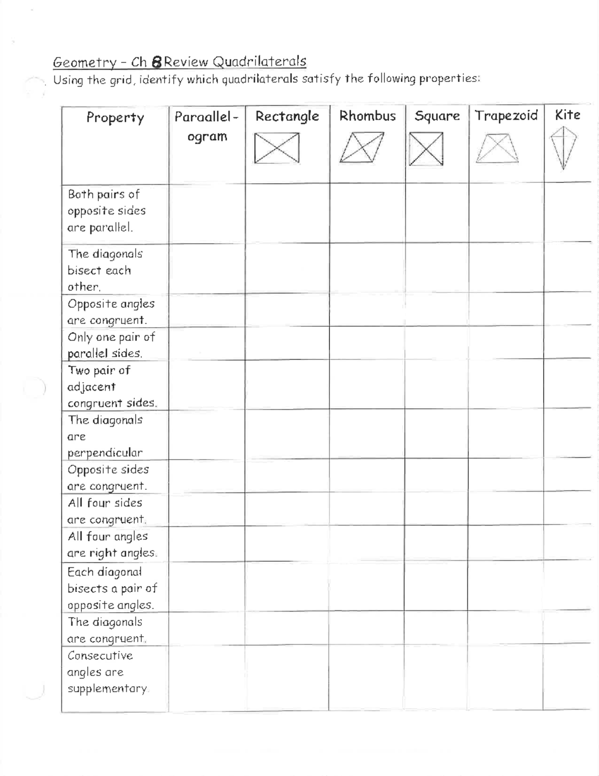 GC 8 Geometry Chapter 8 Quadrilaterals Review & Properties - Studocu