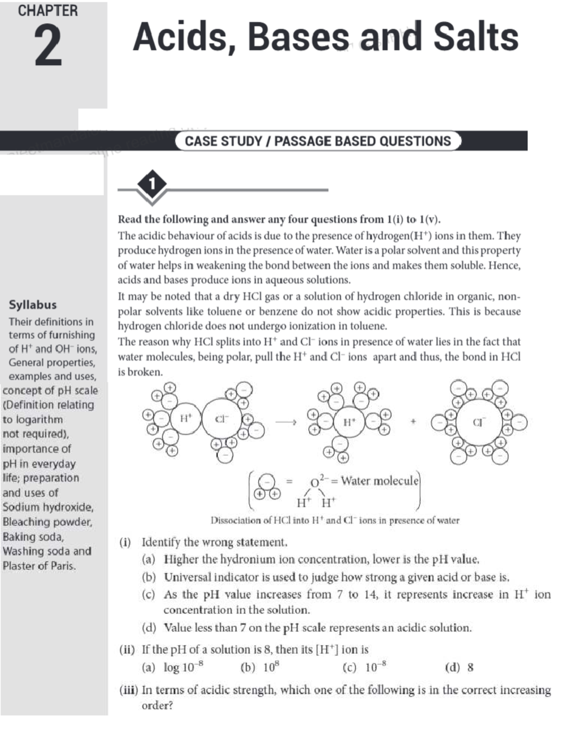 CHAPTER 2 Acids, Bases and Salts: Case Study Passage-Based Questions ...