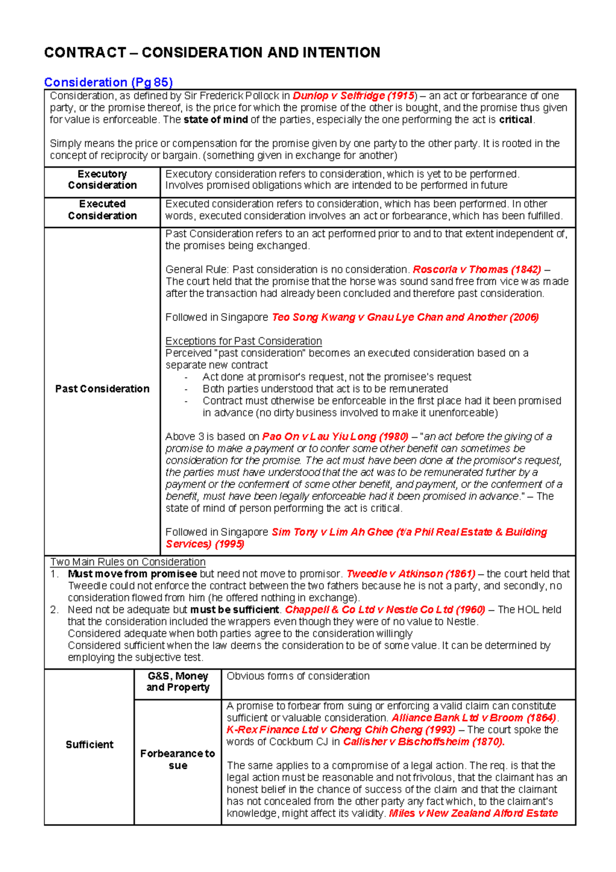 Law - 7 Contract: Understanding Consideration & Legal Intention - Studocu