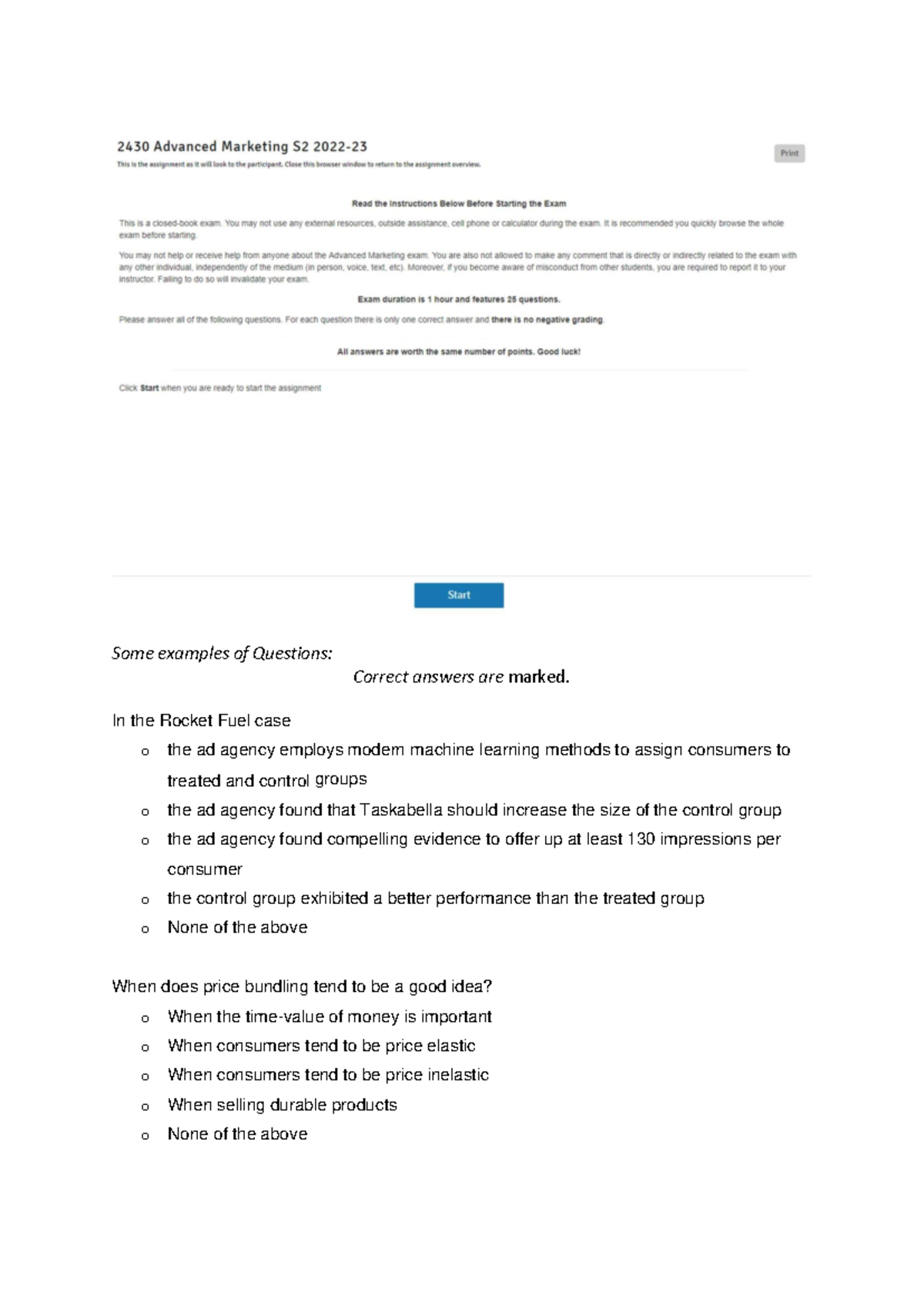 Mock Exam: Marketing Strategies & Consumer Behavior (Course Code ...